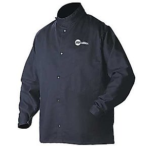 Miller Electric Welding Jacket, Navy, Cotton/Nylon, M,Blue