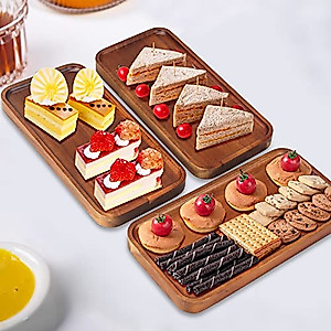 Small Wooden Platter Best Charcuterie Board Acacia Wood Serving Trays Cheese Boards Cake Appetizer Plates Kitchen Charcuterie Platters for Food Dish Rectangular Dessert Snack Decorative Tray