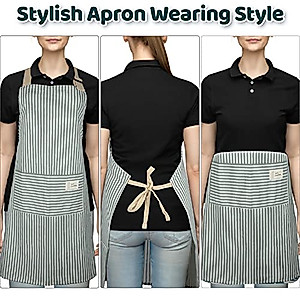 Yanacc 2 Pack Aprons for Women Chef, Apron with 2 Pocket and Adjustable Neck Strap for Kitchen Cooking Baking Gardening (Apron-13)