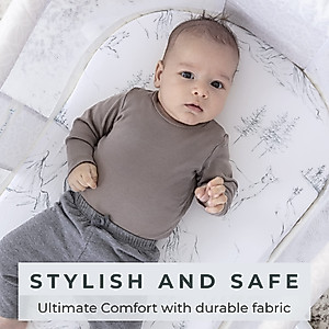 Pobibaby - 2 Pack Premium Bassinet Sheets for Standard Bassinets - Ultra-Soft Cotton Blend, Stylish Woodland Pattern, Safe and Snug for Baby (Explore)