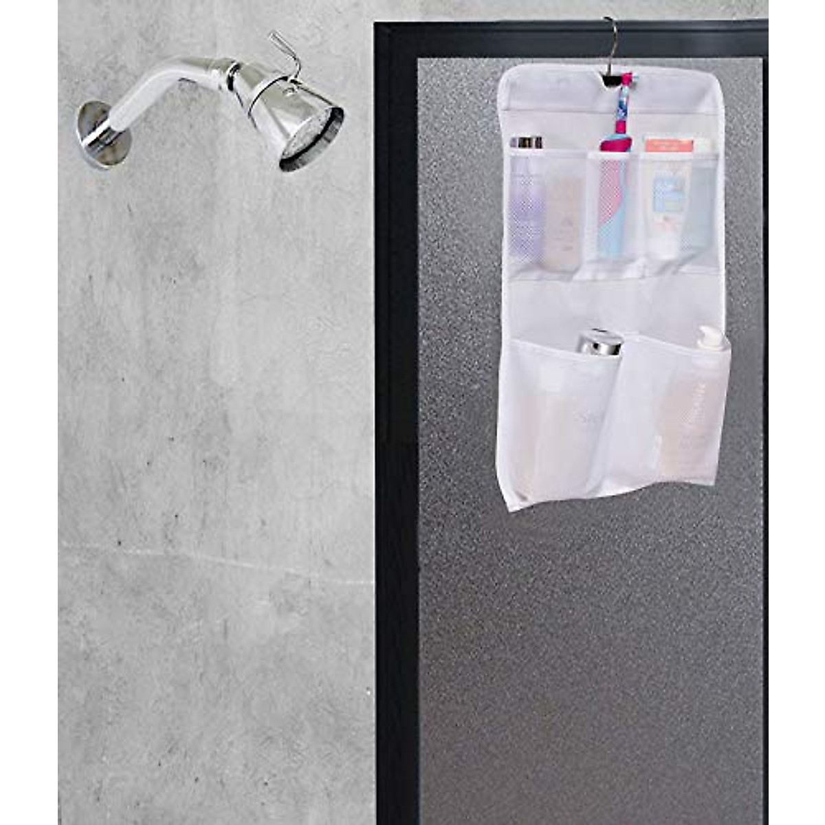 MISSLO Shower Caddy Organizer 5 Pockets Roll up Hanging Bathroom Accessories Storage for Camper, RV, Gym, Cruise, Cabin, College Dorm Shower, Small