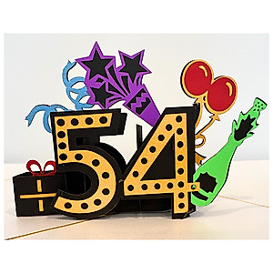 ALPHAK Happy 54th Birthday 3D Pop Up Card, Birthday 3D Greeting Card, 54th Birthday Gifts