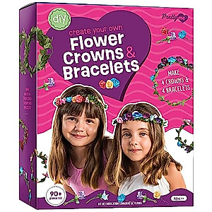 Flower Crowns & Bracelet Making Kit for Girls - Make Your Own Jewelry Kits for Kids - DIY Hair Accessories Set - Arts & Crafts Gift for Ages 6-12 Year Old Girl - Craft Maker Gifts Toys Age 6 7 8 9 10