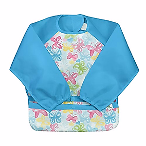 green sprouts Easy-wear Long Sleeve Bib | Waterproof Protection | Flipped Pocket, Soft Material, Easy Clean Smock