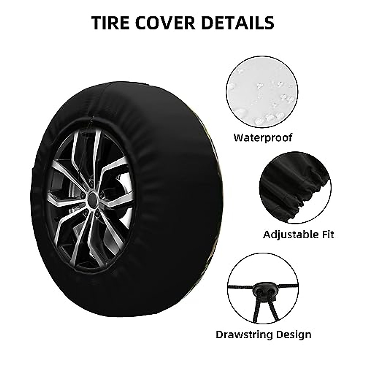 Happy Camper Bear Spare Tire Covers for Trailer Camper Rv SUV Truck Travel, Psychedelic Funny Tire Covers Camping Wheel Covers Car Decor, Universal Fits, 14 inch