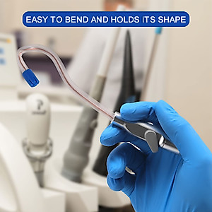 Annhua Saliva Ejectors Disposable Dental Suction Tips Pack of 100, Evacuation Suction Tips Saliva Aspirator Tube Clear with Blue Tips