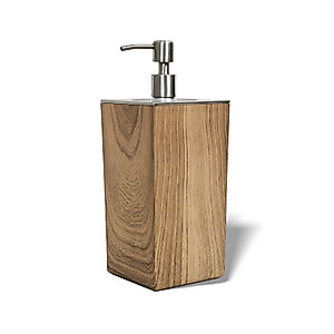 DERMALOGIC Massage Oil Warmer for Pro Spa Massage, Home Lotion Warmer with Aluminum Bottle Pump Set, Plug-in Oil Heater Beauty Salon Treatment Equipment, Light Wood