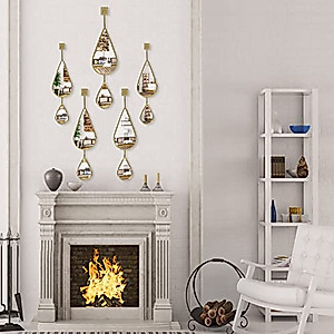 BAODANFU Wall Mirror Decorative Mirrors Mounted Decor Tear Drop Shape Gold for Bedroom Living Room Entryway Bathroom Vanity,5-Pack