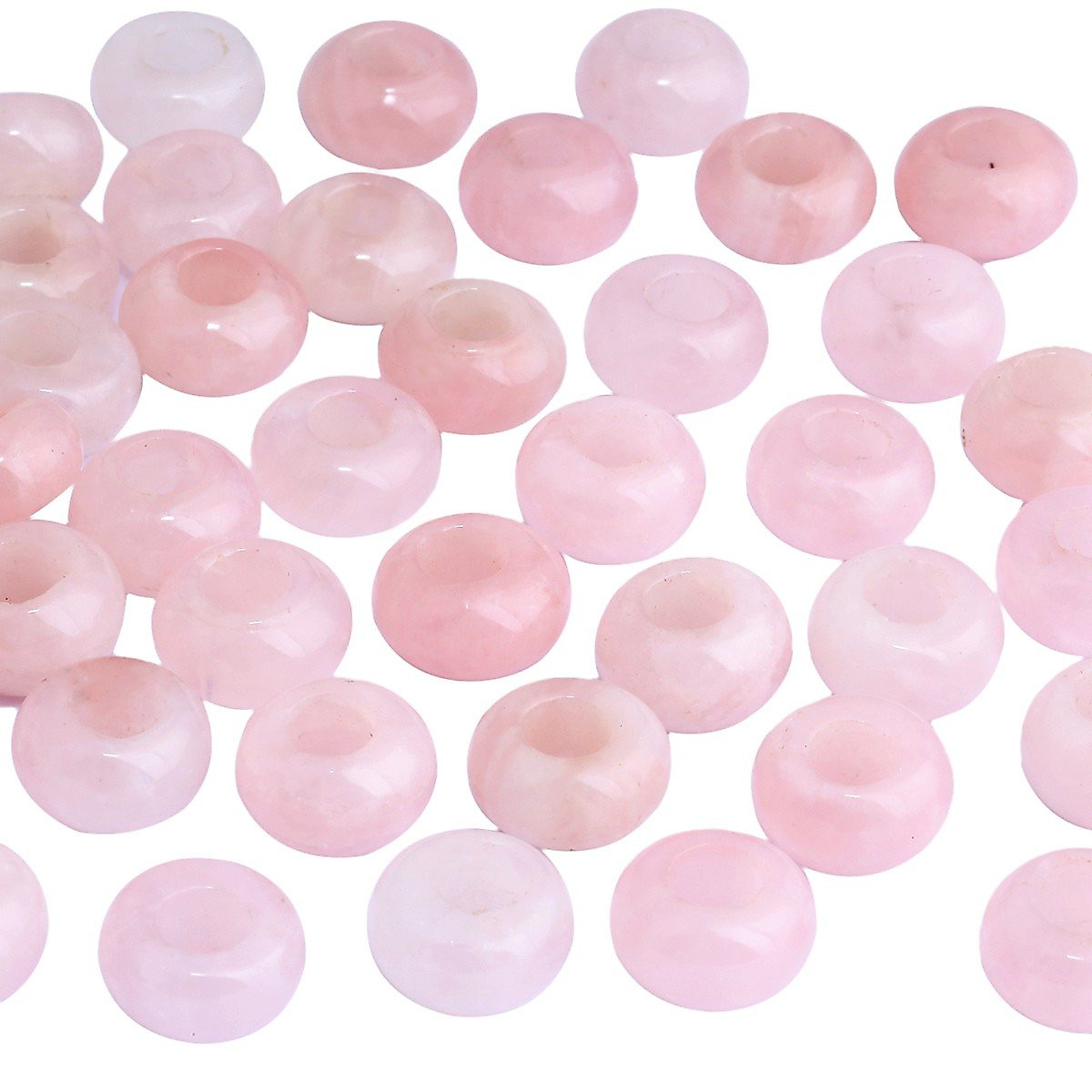 TUMBEELLUWA 40pcs Crystal Stone Large Hole Beads for Jewelry Making Macrame Beads for Hair Braids(14mmx8mm), Tiger's Eye Stone + Rose Quartz + Picasso Jasper + Yellow Jade