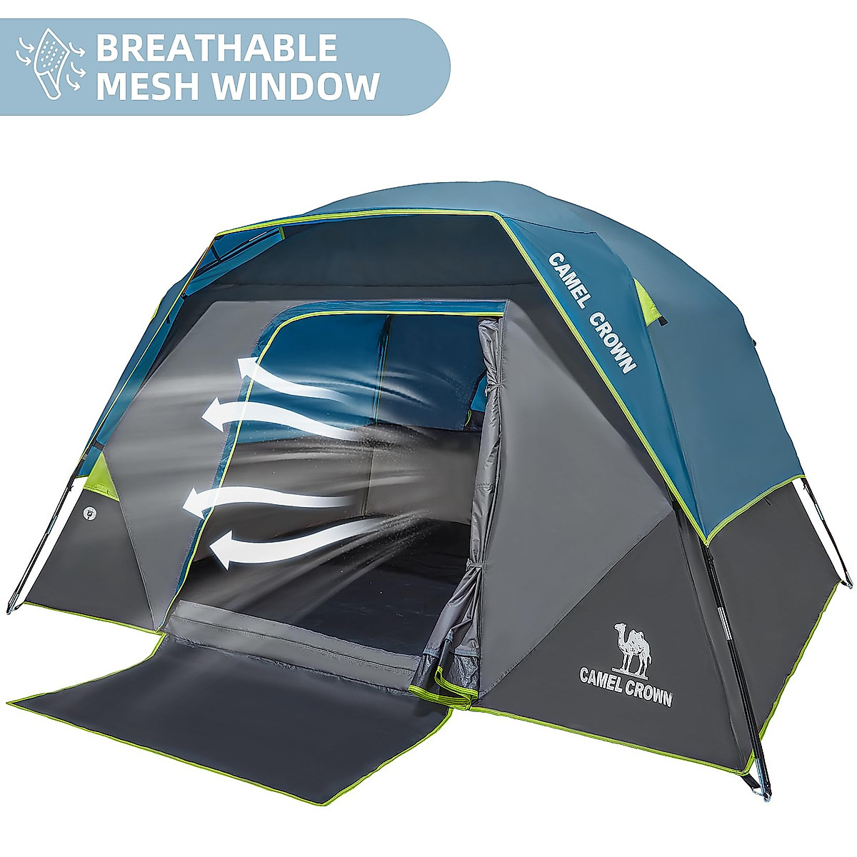 CAMEL CROWN Tents for Camping 4 Person Tent Waterproof Easy Setup Backpacking Tents with Floor Mats 3/4/5 Person Family Tent for Outdoor Hiking