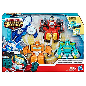 Playskool Heroes Transformers Rescue Bots Academy Rescue Team Pack, 4 Collectible 4.5" Converting Action Figures, Toys for Kids Ages 3 & Up