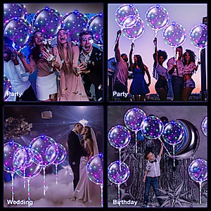 50 Pcs Clear Balloons 20 Inches LED Balloons Light up Balloons Flashing Bobo Balloons Glow Balloons Transparent Balloon with Handles and String Lights for Birthday Christmas Wedding Party Decoration