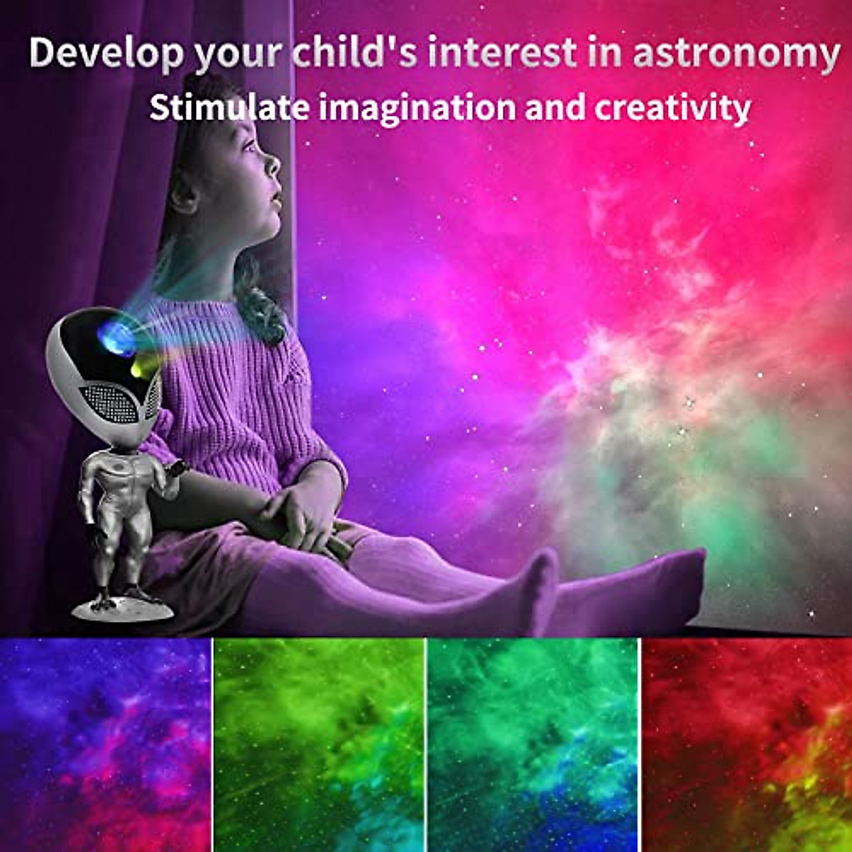 Cepignoly Star Projector Galaxy Night Light - Alien Light Projector, Ceiling LED Lamp with Timer and Remote, for Kids and Adults, Bedroom ,Christmas, Birthdays, Game Room,Party ,Holiday GIFS.