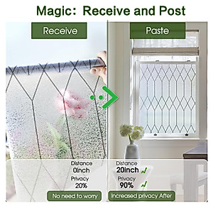 Windimiley Window Privacy Film Stained Glass Frosted Glass Window Clings Moroccan Lattice Decorative Bathroom Door Coverings UV Sun Blocking Heat Control Removable Home Tint,(17.5X118.1in,Pure)