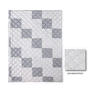 Levtex Baby Kids Little Man Grey, White, Deer, 5 Piece Toddler Bedding Set - Kids Bedding- Reversible Quilt, Fitted Sheet, Flat Sheet, Pillowcase, Decorative Pillow