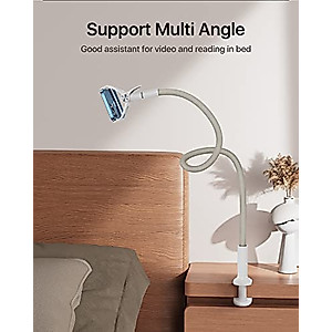 andobil Gooseneck Phone Holder for Bed & Desk [40in Flexible & Sturdy Arm] 360 Adjustable Clamp Clip, Overhead Mount Stand Bedside Phone Holder for iPhone 14 13 Pro Max 12 11 Samsung S23 S22 S21 etc