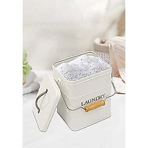 Morezi Laundry Detergent Container Powder Soap Containers with Lid and Scoop Included, Perfect Sturdy Canister Tins for Kitchen Countertop, Shelf, Great Gift - White