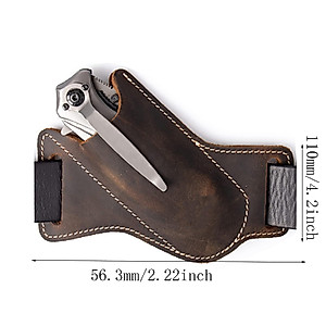 Handmade Leather Pocket Knife Sheath for Belt,Pocket Knife Holder Leather Sheath Length 4.2 Inch for Folding Knife Tool