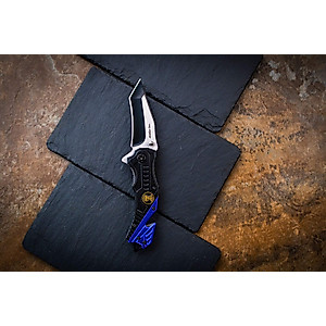 TAC Force TF-640FD Assisted Opening Folding Knife, Two-Tone Tanto Blade, Black/Red Handle with Fire Dept. Medallion, 4-1/2-Inch Closed