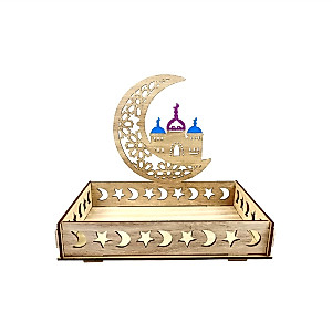 KYMY Eid Mubarak Dessert Tray,Moon Star Plate Tray for Islamic Muslim Festival Party,Dessert Food Fruit Storage Tableware for Ramadan and EID Mubarak