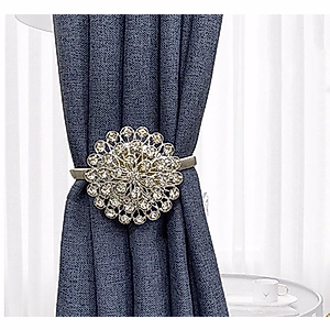 Magnetic Curtain Tiebacks, Flower Curtain Clips Buckle, Creative Diamond Curtain Bind 2 pcs, Suitable for Living Rooms, Bedrooms, Dining Rooms, Outdoors, Balconies, Offices