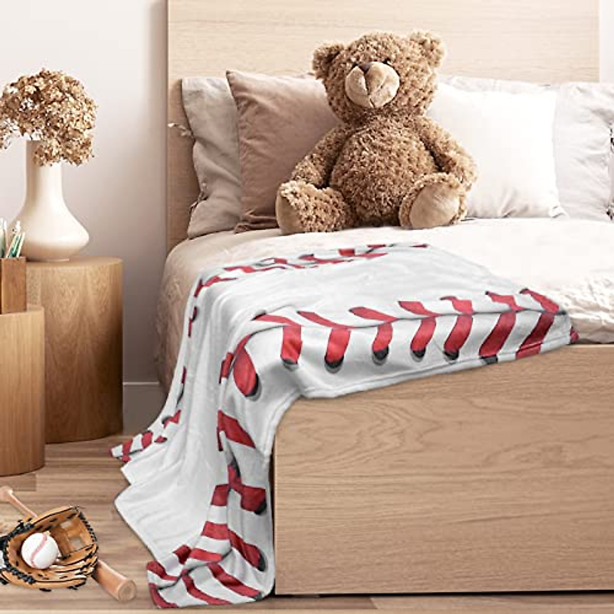 KING DARE Baseball Blanket for Boys Adults, Baseball Gifts for Boys 6 7 8 9 10 11 12 Years Old Baseball Lovers, Kids Toddlers Teens Sport Baseball Print Throw Blanket - Baseball 50x60 Inch