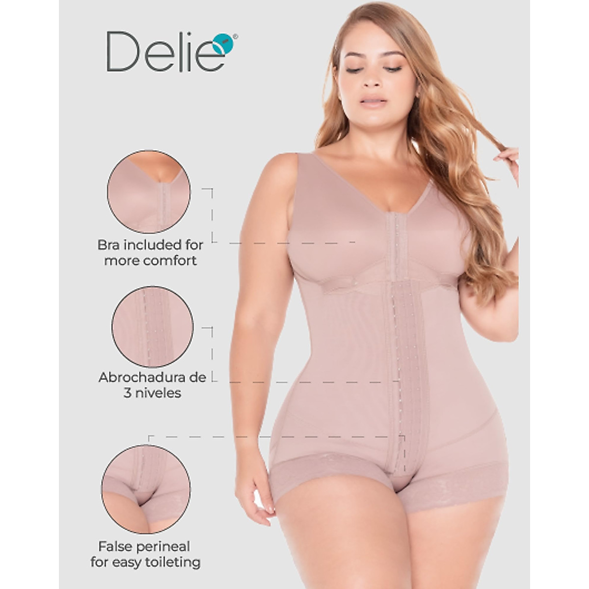 DELIÉ High Compression 086 Shapewear Tummy Control Fajas Colombianas Moldeadoras Extra Firm Shaper for Women