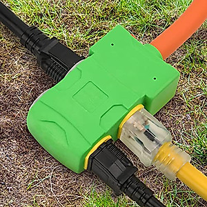 Flameweld Generator Adapter Cord - NEMA L14-30PTwist Lock Male to Four NEMA 5-20R, Heavy Duty Generator Locking Cord with Surge Protector Breaker, 30Amp 7500 Watts