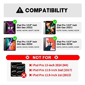 NOKBABO iPad Pro 12.9 inch Case with Keyboard, Rainbow Backlits, Pencil Holder, 360° Rotatable, Keyboard for iPad Pro 12.9 inch 6th/5th/4th/3rd Generation - Dark Purple