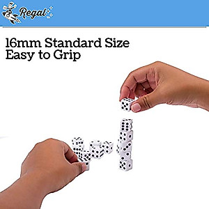 Regal Games - 6-Sided Urea Game Dice Set - Standard 16mm Size - 100 Count - White - Perfect for Group Events, Bulk Buying