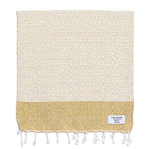 COCOTTON Boho Diamond Turkish Hand Towels Set of 2 | 100% Cotton 16 x 40 Inches | Decorative Bathroom Hand Hair Face Gym Yoga Dishcloth Tea Kitchen Light Weight Quick Dry Farmhouse Towel (Mustard)