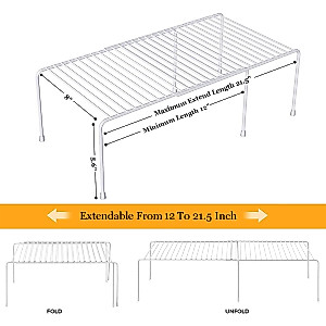 Homics Expandable Cabinet Storage Organizer Shelf, Freezer Shelf Kitchen Cabinet Pantry Spice Rack for Plate Cup Organizer with Scratch Resistant Feet