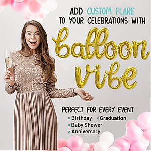 Balloon Vibe Custom Letter Balloons 16 Inch – Cursive Foil Balloon Letters Alphabets & Numbers Personalized Balloons – Create Mylar Balloon Banner for Birthday, Anniversary, or Any Other Occasion