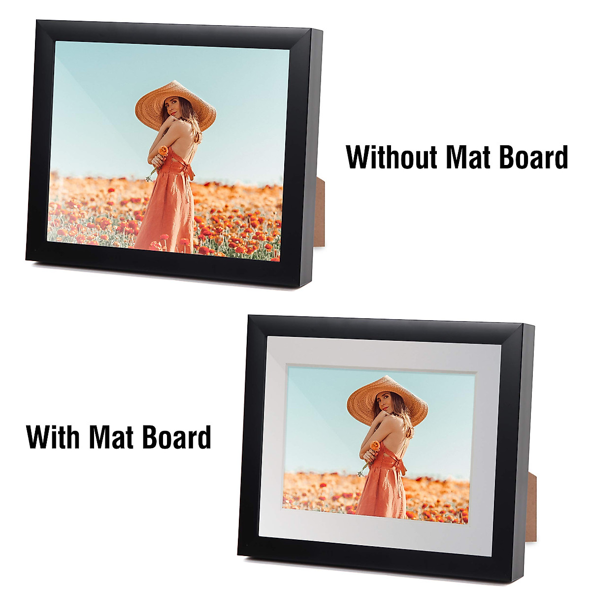 Acid Free 5 Pack 11x14 Pre-Cut Mat Board Show Kit for 8x10 Photos, Prints or Artworks, 5 Core Bevel Cut Matts and 5 Backing Boards and 5 Crystal Plastic Bags, White