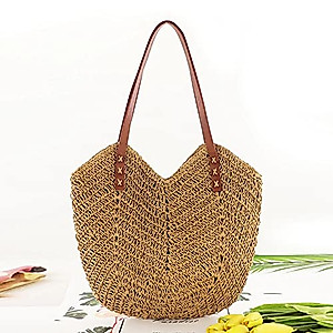 QUUL Bags Women Handmade Woven Basket Tote Summer Boho Beach Holiday Travel Female Shoulder Handbags (Color : D, Size : 1)
