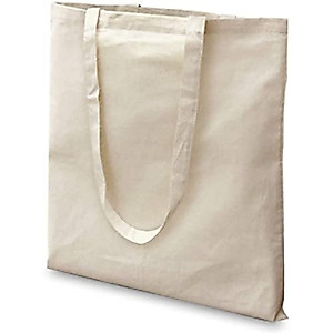 Georgiabags 3 Pack Reusable Canvas Tote Bags, Everyday Grocery Shopping Totes, Natural Color Cotton Bags