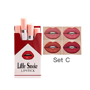 Emirde 4 Colors Matte Cigarette Lipstick Pack Set Tube Nude Red Lips Long Lasting Waterproof Liquid Lipstick Women Make up Velvet Cosmetic Lipsticks C