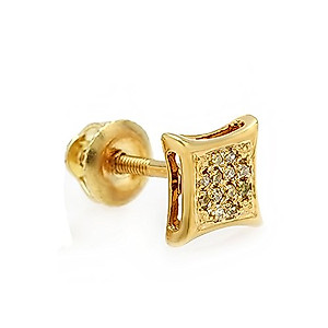 Dazzlingrock Collection 0.05 Carat (ctw) 14K Yellow Round Diamond Micro Pave Kite Shape Stud Earring (1pc), Yellow Gold