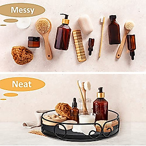 Lazy Susan Organizer Turntable 9inch, TGGDGG Lazy Susan Turntable for Cabinet Kitchen Pantry Fridge Bathroom Storage and Organization, Spice Rack -Wood, Black, 9''