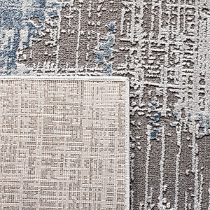 SAFAVIEH Craft Collection Area Rug - 9' x 12', Grey & Blue, Modern Abstract Design, Non-Shedding & Easy Care, Ideal for High Traffic Areas in Living Room, Bedroom (CFT874F)