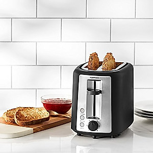 Amazon Basics 2 Slice, Extra-Wide Slot Toaster with 6 Shade Settings, Black
