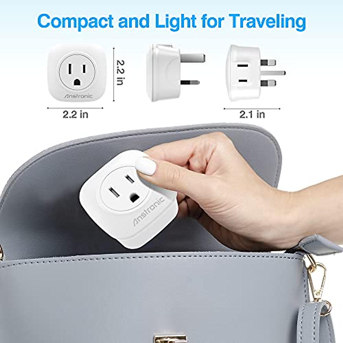3 Pack US to UK Ireland Travel Plug Adapter, Anstronic Type G Power Adapter with 2 American Outlets 2 in 1 European Plug Adapter for USA to Scotland British London England Hong Kong Irish