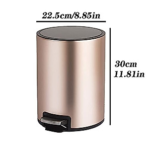 DYPASA Garbage Can 8L Foot-Operated Trash Can with Lid Large Capacity Stainless Steel Trash Can for Living Room Toilet Kitchen Trash Bin (Color : Gold)