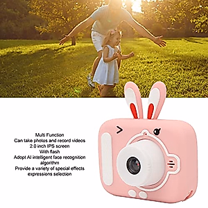 Pomya Kids Digital Camera, Toddler Girls Toy Camera, Children Selfie Camera 2.0 Inch IPS Screen, Mini Kids Camcorder Video Recorder with 1080P Video, for Birthday Gifts (Pink)