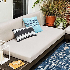 Adabana Blue Outdoor Waterproof Throw Pillow Covers 16x16 Inch Set of 2 Decorative Porch Pillows Cover for Patio Furniture Garden, Life is Better by The Pool