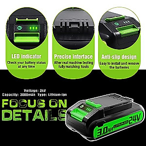 TenHutt 【Upgrade】 3.0Ah 24V Replace Battery for Greenworks 29842 29852 Lithium Battery Compatible with 20352 22232 2508302 24V Cordless Tools