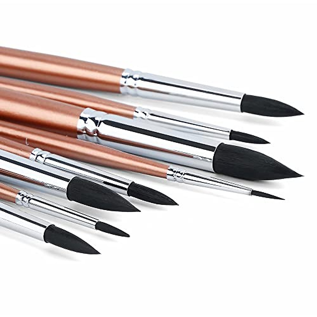 Transon Round Watercolor Detail Paint Brushes Goat Hair 8pcs for Watercolors,Acrylics,Inks,Gouache,Oil and Tempera