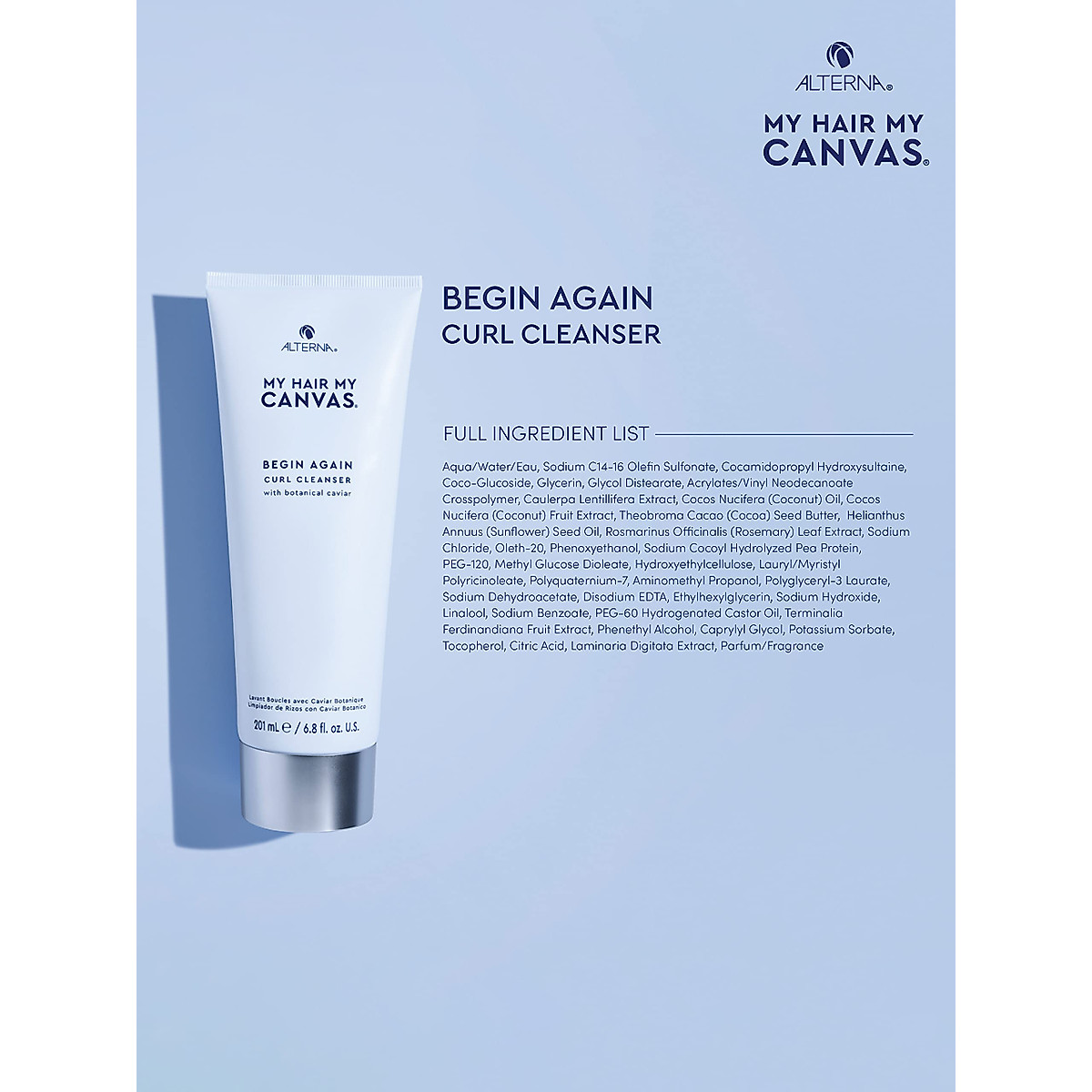 My Hair. My Canvas. Travel and Trial Size Begin Again Vegan Curl Cleanser Enhancing Shampoo for Curly, Coily, and Textured Hair, 1.35 oz