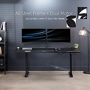 VIVO Electric Height Adjustable 71 x 30 inch Memory Stand Up Desk, Black 30 inch Deep Table Top, Black Dual Motor Frame, Preset Controller, E2B Series, DESK-KIT-E2B7B