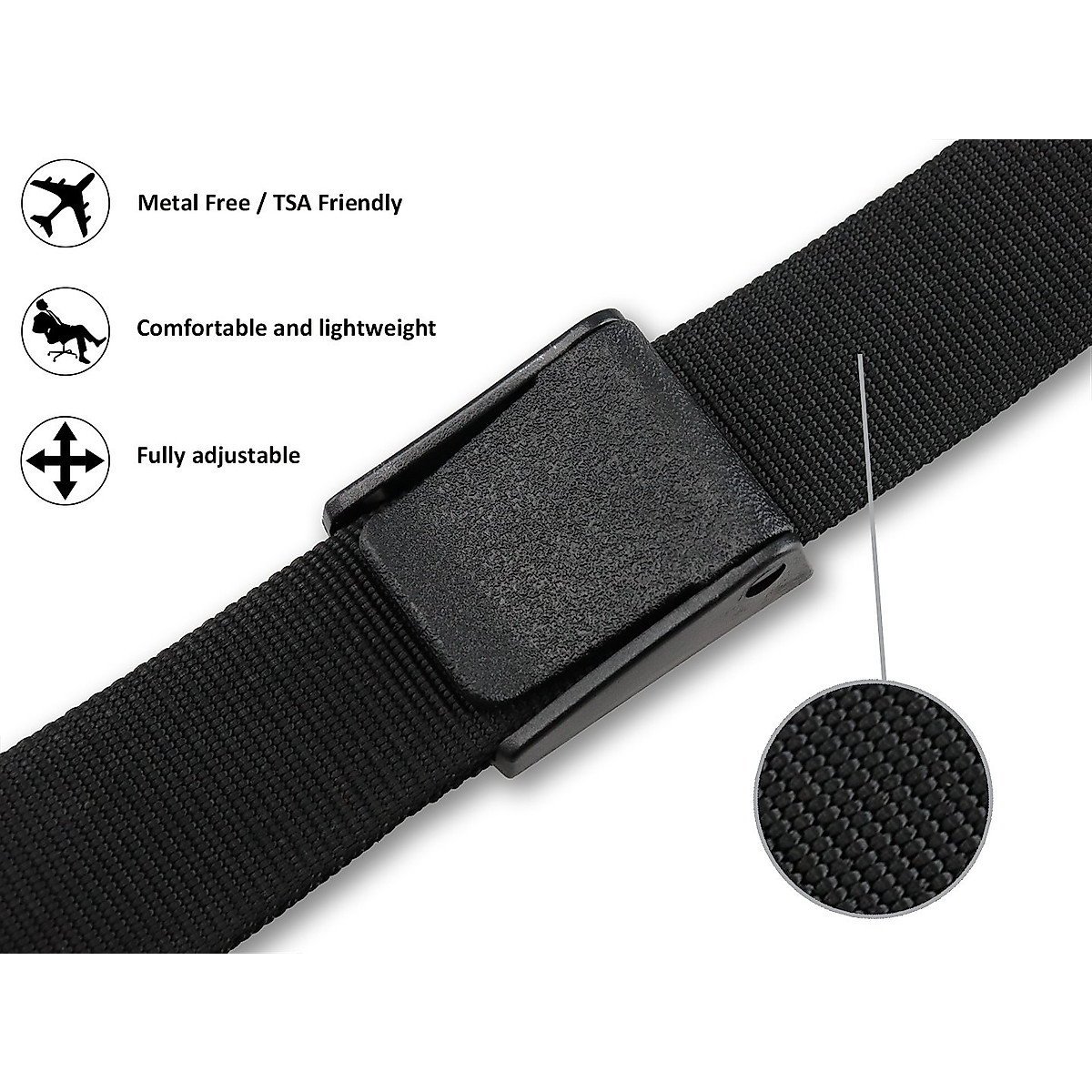 Titan Durable Outdoor Nylon Web Belt Metal Free (Black)